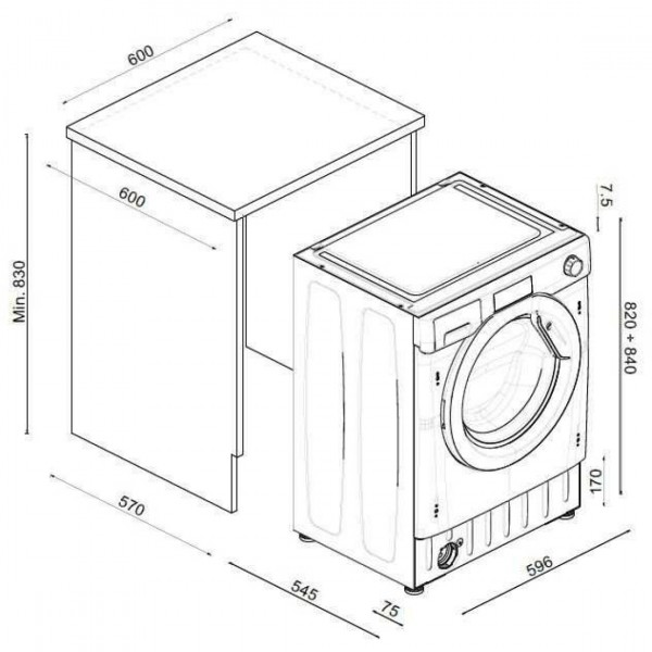 Machine à laver Encastrable CANDY 7KG frontale Blanc
